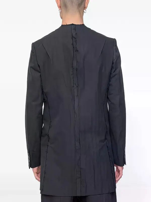 THE VIRIDI-ANNE Frayed Button-up Blazer