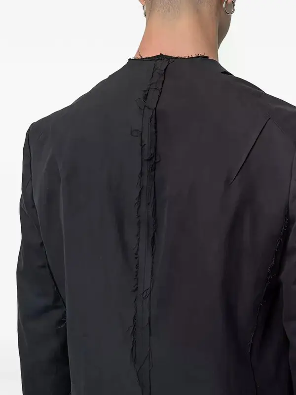 THE VIRIDI-ANNE Frayed Button-up Blazer