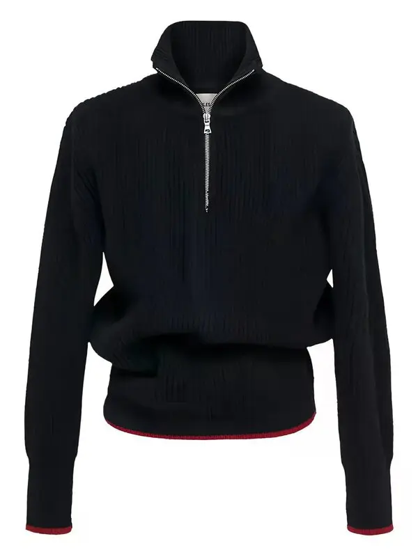 O.FILES Zip-up Funnel-neck Sweater