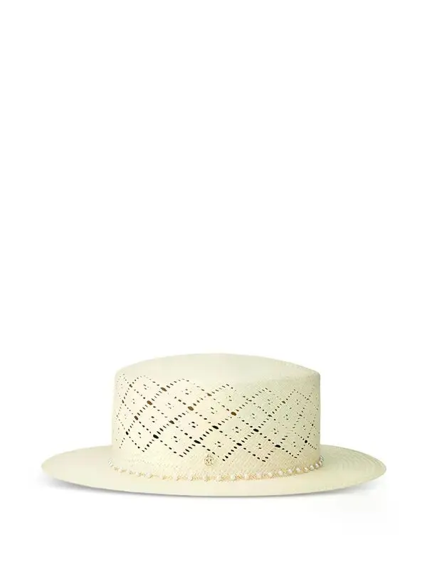 MAISON MICHEL Kiki Beaded Hat - Neutrals
