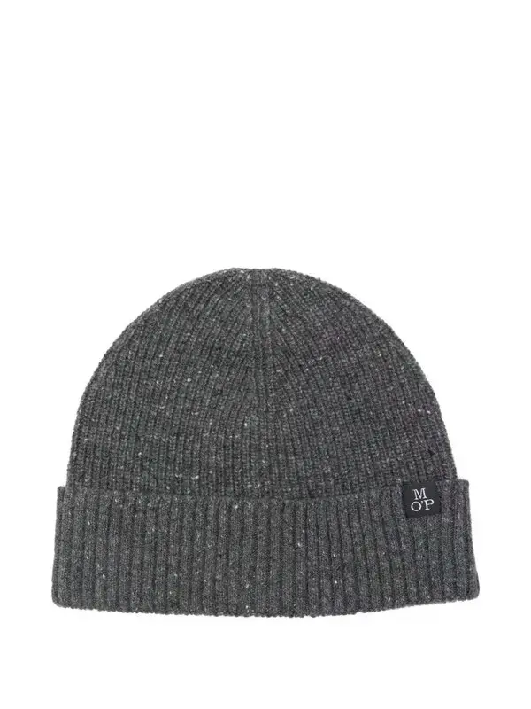 Marc O'polo Logo-patch Ribbed Beanie - Grey
