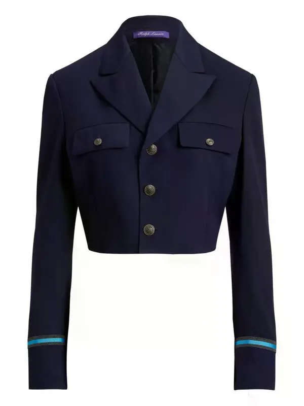Ralph Lauren Cropped Blazer With Grosgrain Ribbon Trim