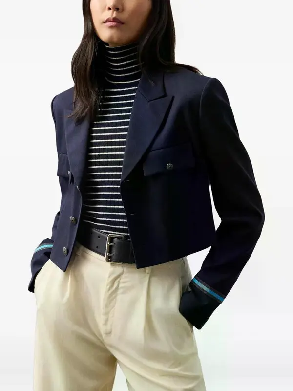 Ralph Lauren Cropped Blazer With Grosgrain Ribbon Trim