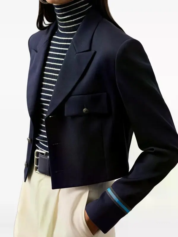 Ralph Lauren Cropped Blazer With Grosgrain Ribbon Trim