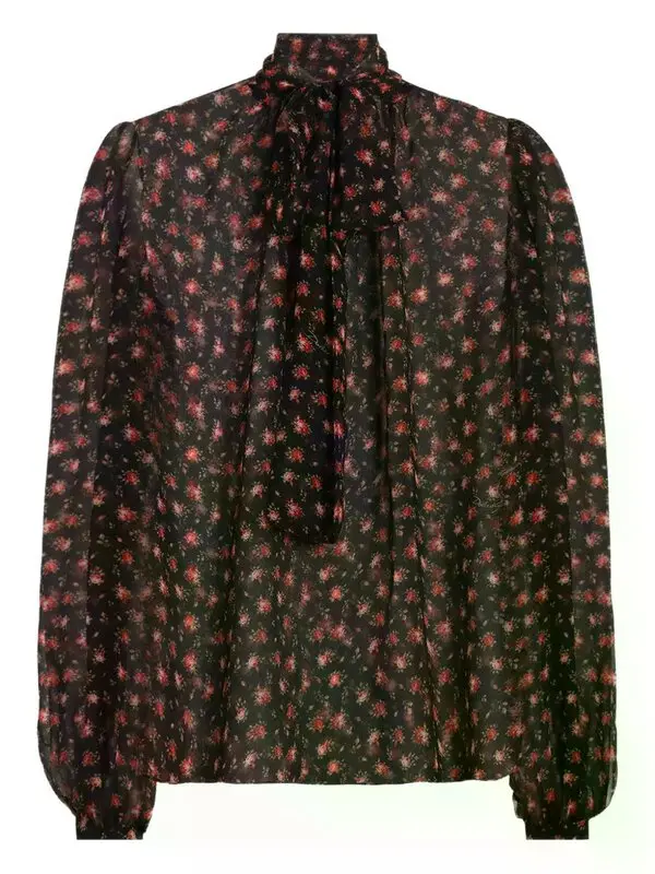 Dolce & Gabbana Floral Blouse With Tie Neck - Black