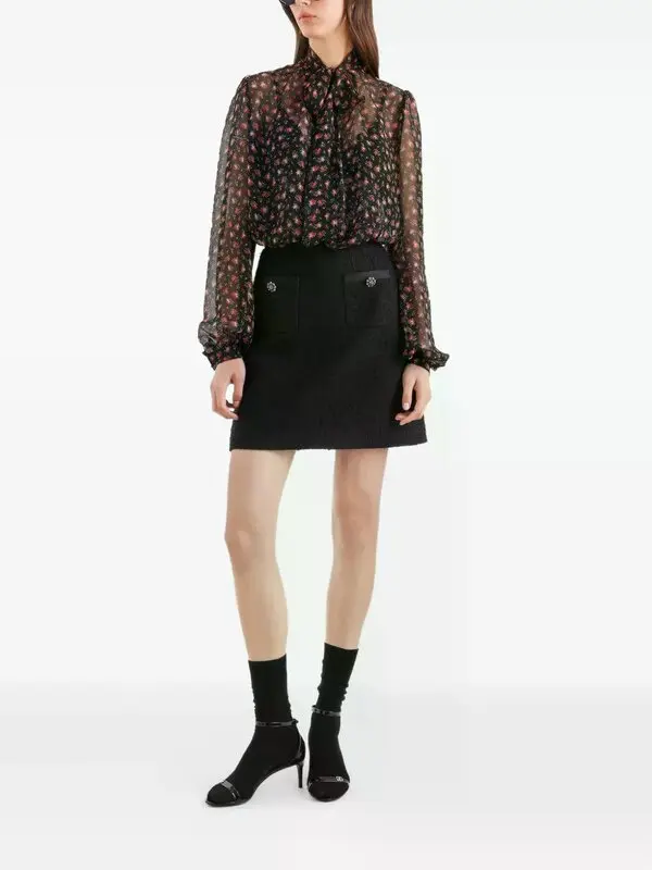 Dolce & Gabbana Floral Blouse With Tie Neck - Black