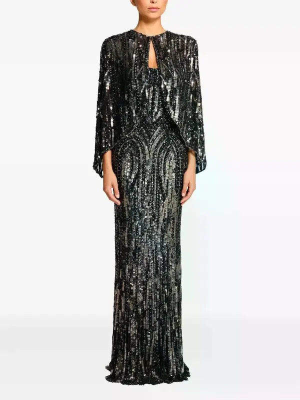 Jenny Packham Sequin-embellished Cape - Grey