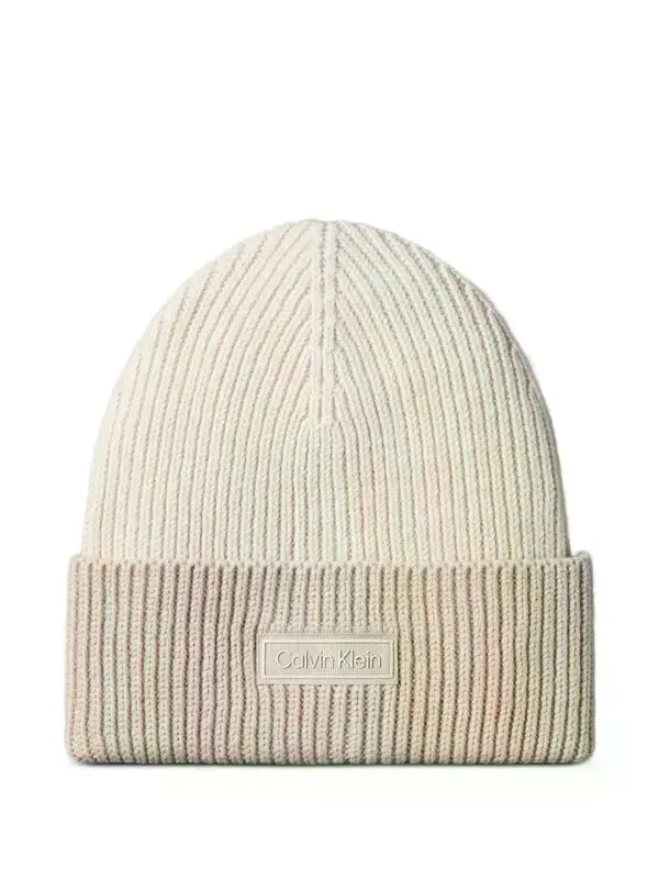 Calvin Klein Logo-patch Beanie - Neutrals