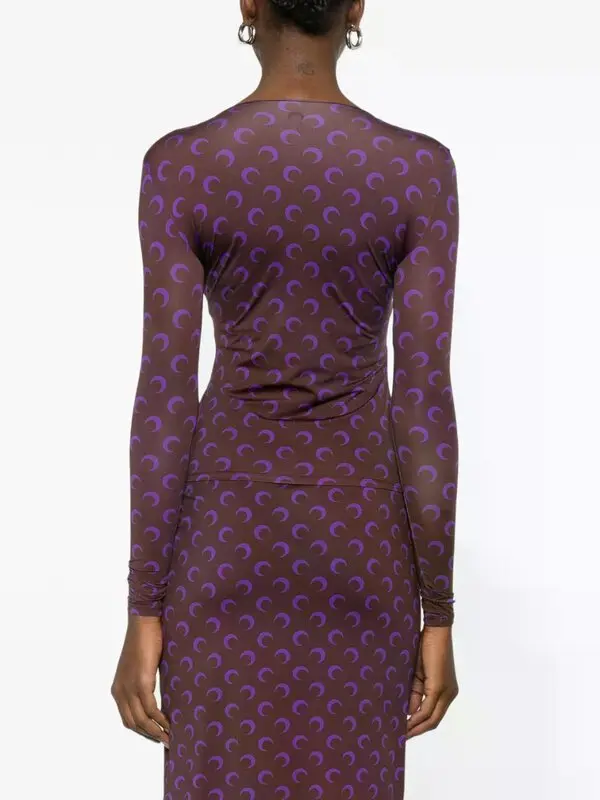 MARINE SERRE Moon Print Long Sleeve Top - Brown