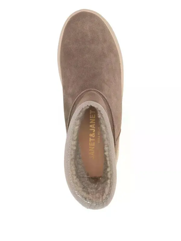 JANET & JANET Logo-plaque Boots - Brown
