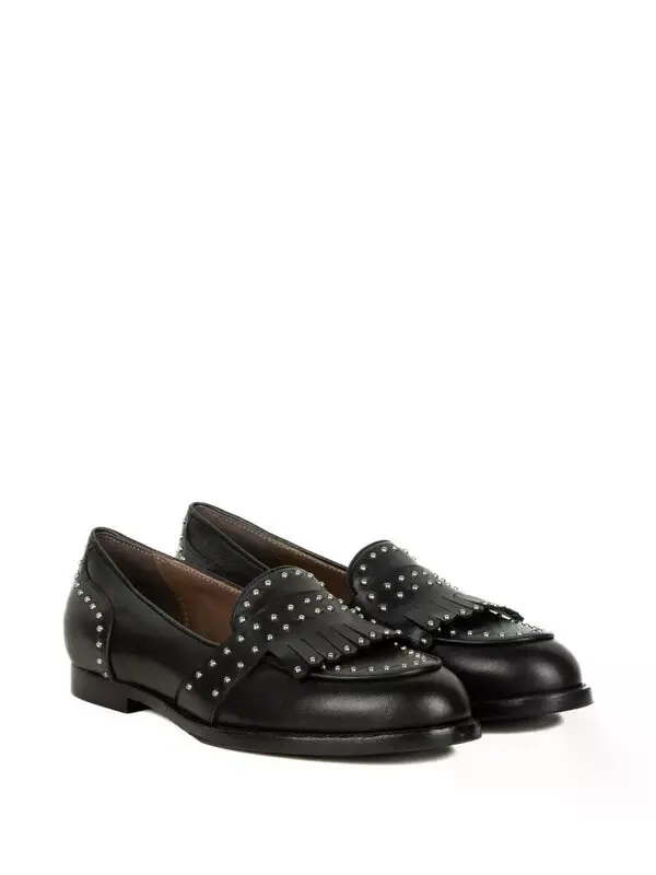 DELDUCA Studded Fringed Loafers
