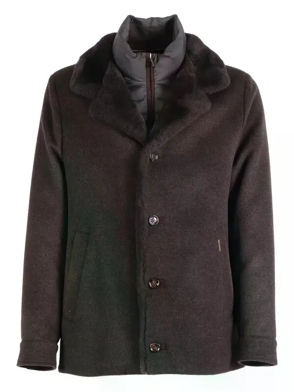 MOORER Textured-collar Single-breasted Coat