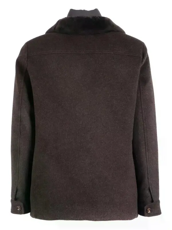 MOORER Textured-collar Single-breasted Coat