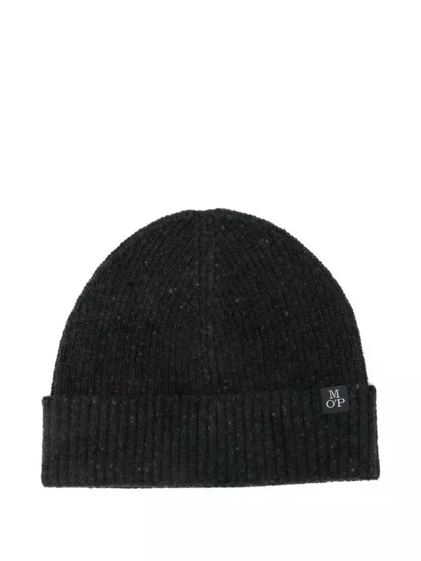 Marc O'polo Beanie Hat With Logo Patch - Grey