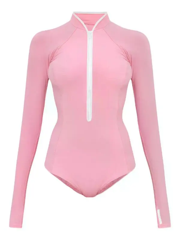Hunza G Tyra Long-sleeved Zip-up Swimsuit - Pink