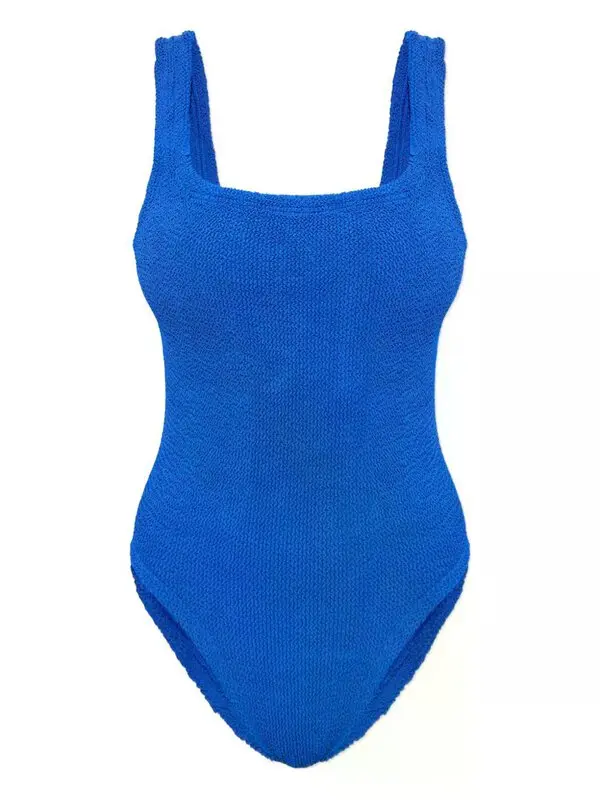 Hunza G Square-neck Crinkle One Piece Swimsuit - Blue