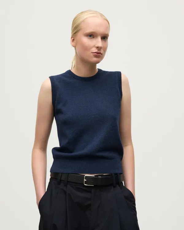 Johnstons Of Elgin Iris Classic Cashmere Tank - Navy