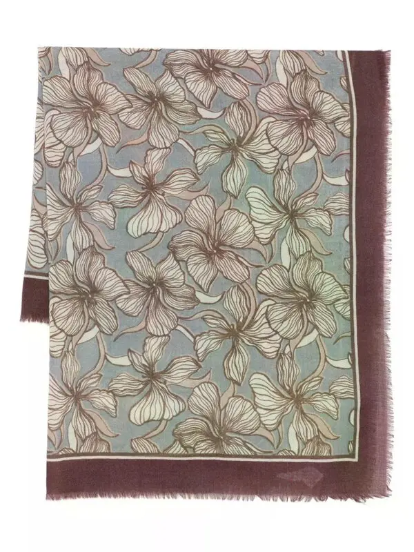 Marc O'polo Floral Fringed Scarf - Blue