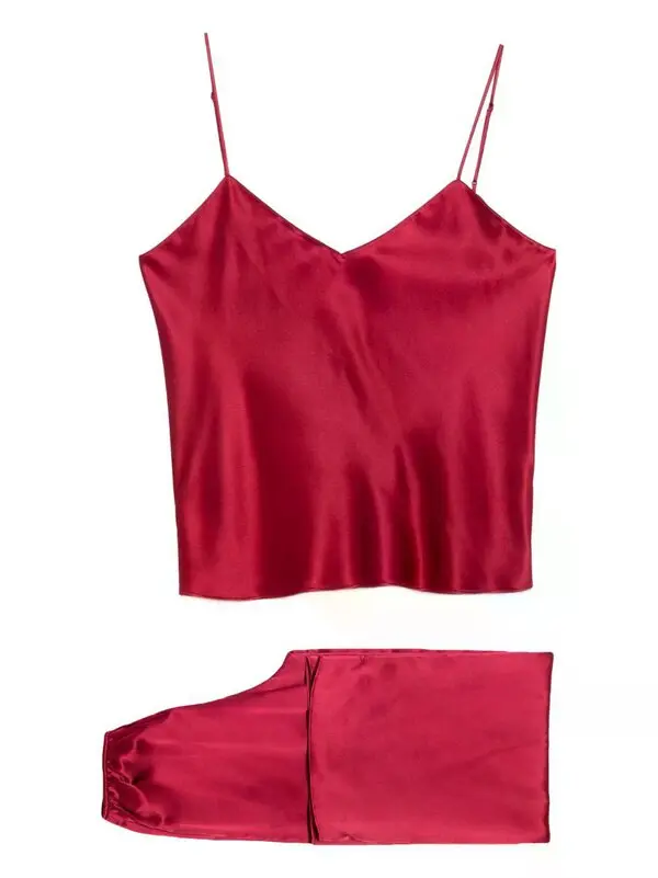 Olivia Von Halle Bliss Spaghetti-strap Pyjama - Red