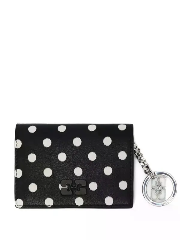GANNI Polka-dot Logo-charm Wallet - Black
