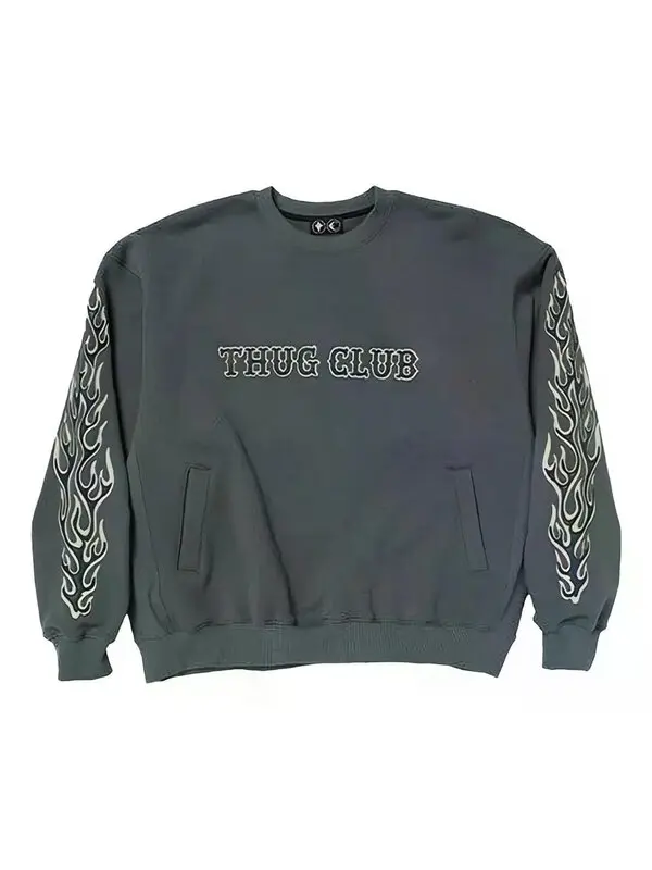 THUG CLUB Leather Flame Sweatshirt