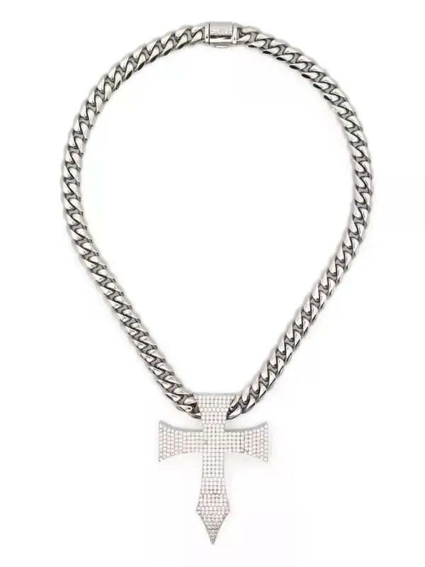 DARKAI Xxl Gothic Cross Pendant Necklace - Silver