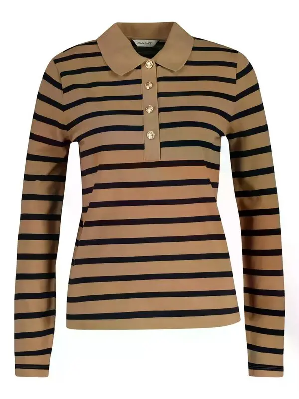 Gant Striped Polo Top - Neutrals