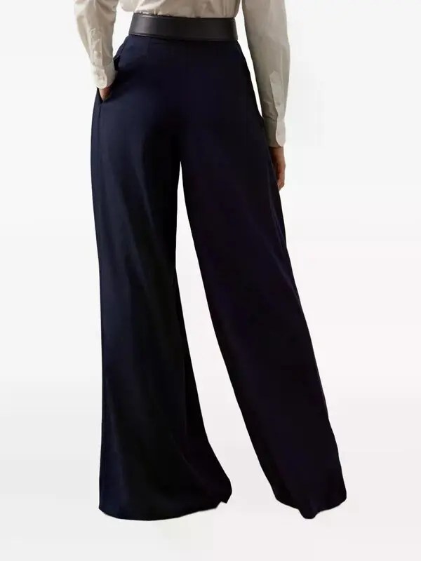 Ralph Lauren Pleated Wool Palazzo Pants - Blue