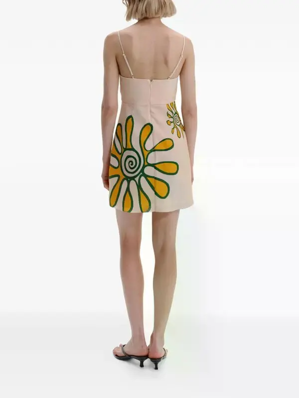 CALA DE LA CRUZ Lucca Floral Mini Dress - Neutrals