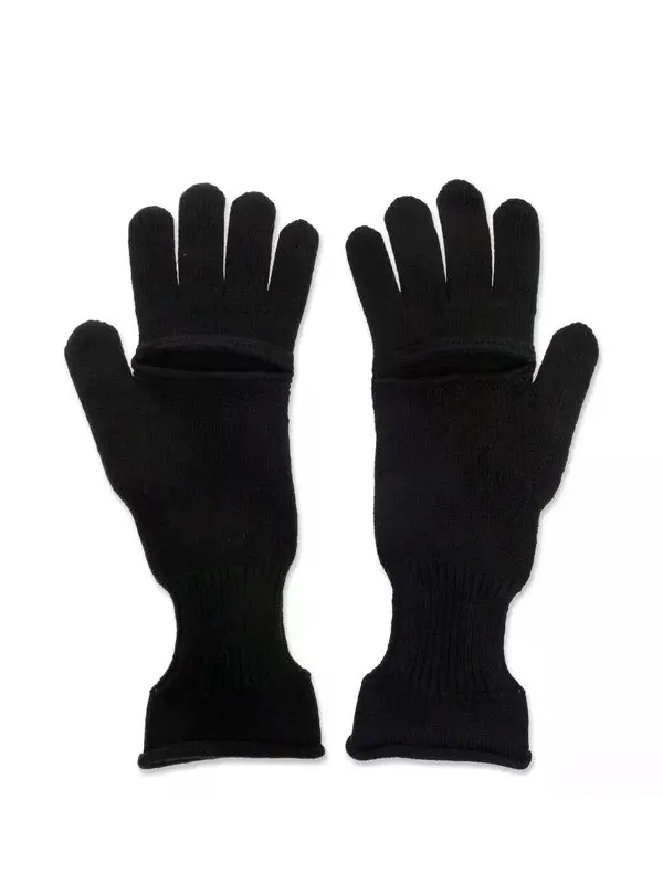 Issey Miyake Cut-out Knitted Gloves - Black
