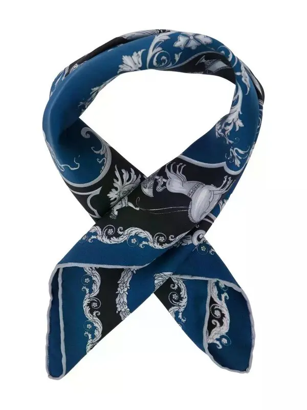 Versace Patterned Silk Scarf - Blue