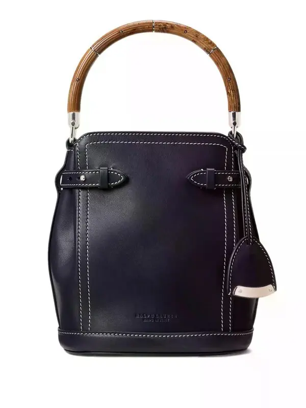 Ralph Lauren Small Leather Bucket Bag With Wood Handle