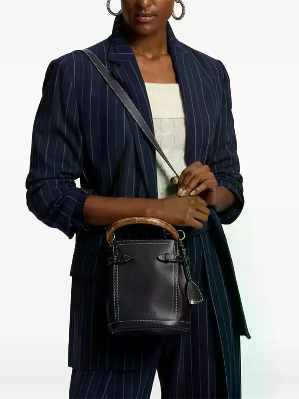 Ralph Lauren Small Leather Bucket Bag With Wood Handle
