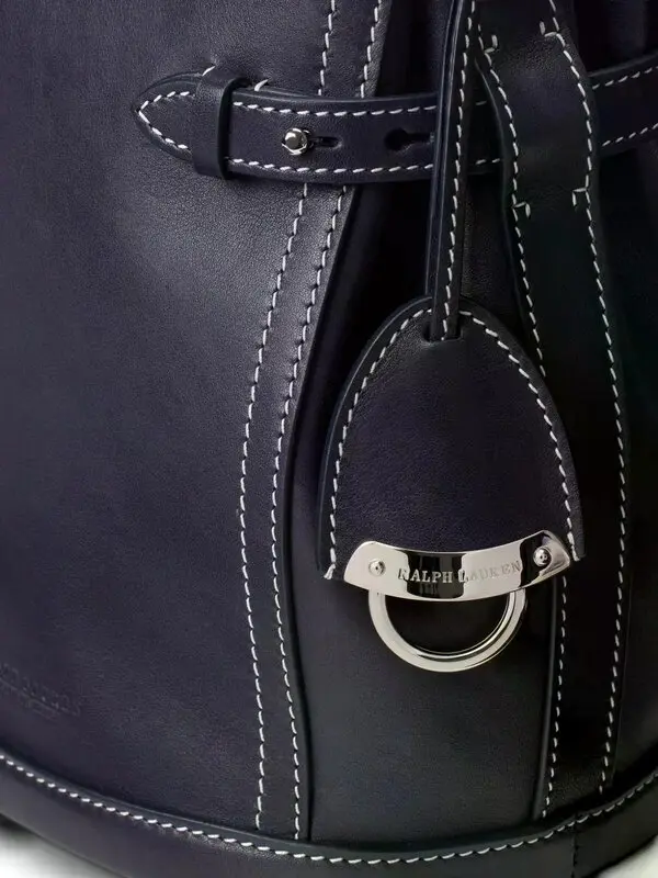Ralph Lauren Small Leather Bucket Bag With Wood Handle