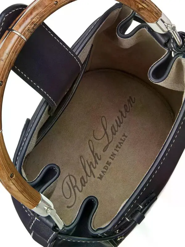 Ralph Lauren Small Leather Bucket Bag With Wood Handle