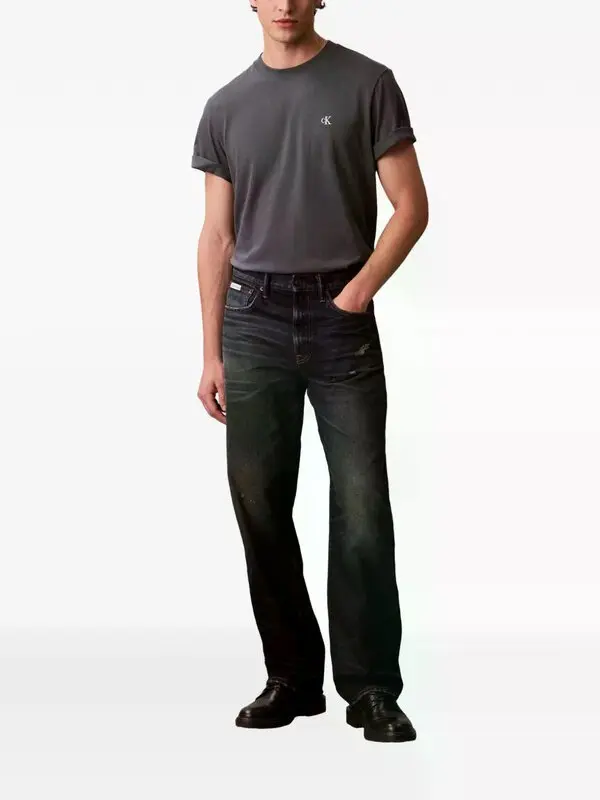 Calvin Klein Logo-embroidered T-shirt - Grey