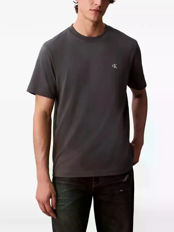 Calvin Klein Logo-embroidered T-shirt - Grey