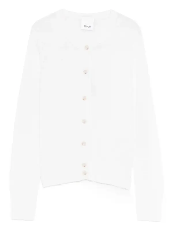 ALLUDE Ribbed Knit Cardigan - White