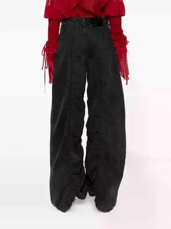 PALMATIC STUDIO Ruched Paneled Wide Leg Jeans