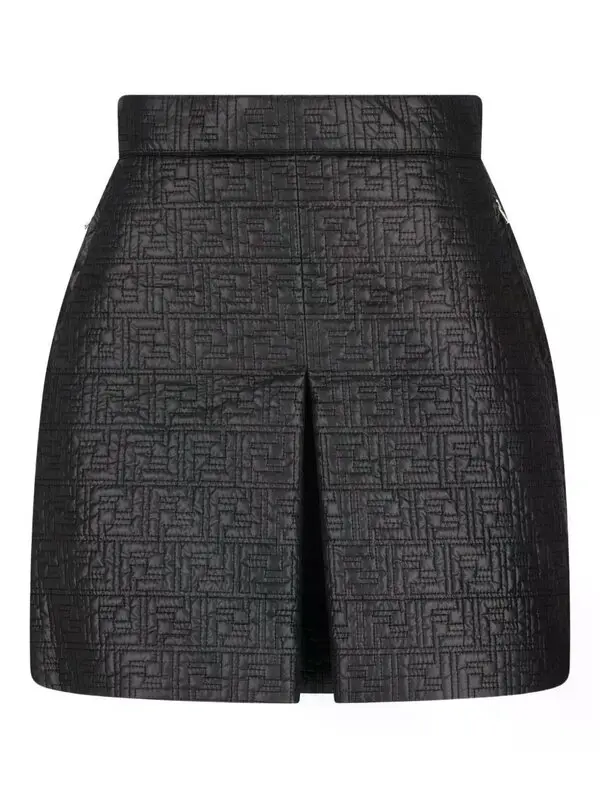Fendi Logo-pattern Quilted Short Skirt - Black