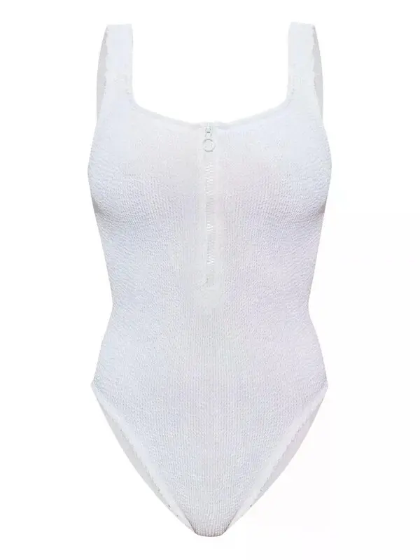 Hunza G Crinkle Zip Swimsuit - White
