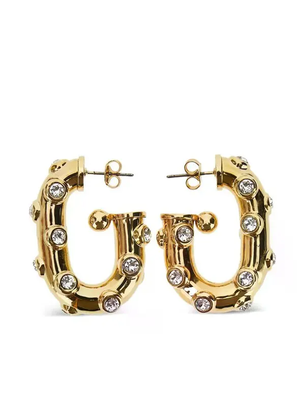 Rabanne Crystal Hoop Earrings - Gold