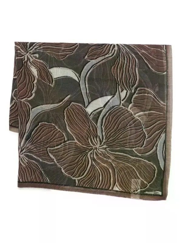 Marc O'polo Floral Fringed Scarf - Brown