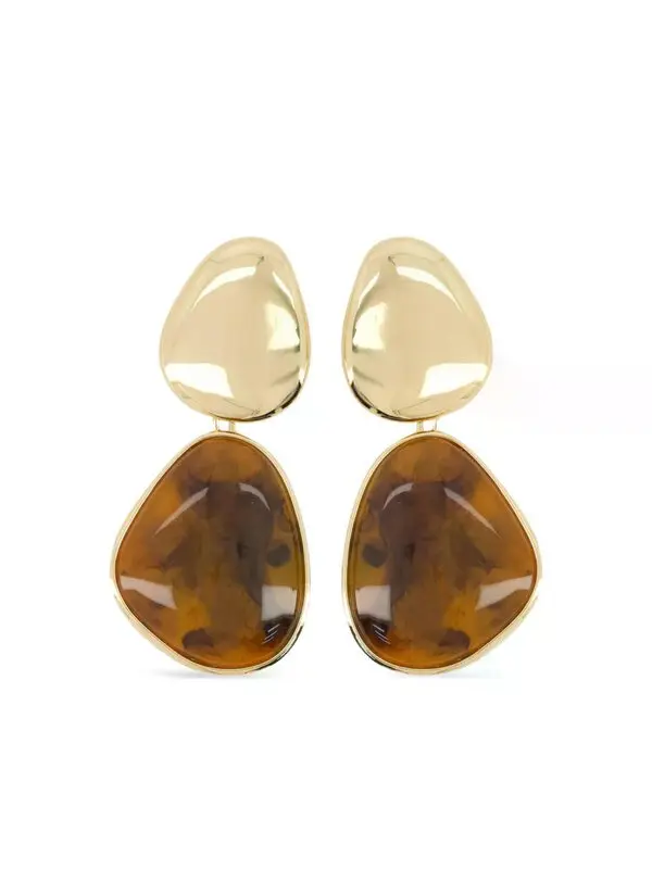 SELF-PORTRAIT Tiger-eye Embellished Earrings - Gold