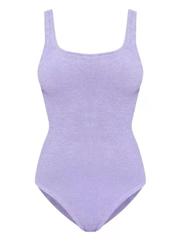 Hunza G Coverage Square-neck Crinkle One-piece Swimsuit - Purple