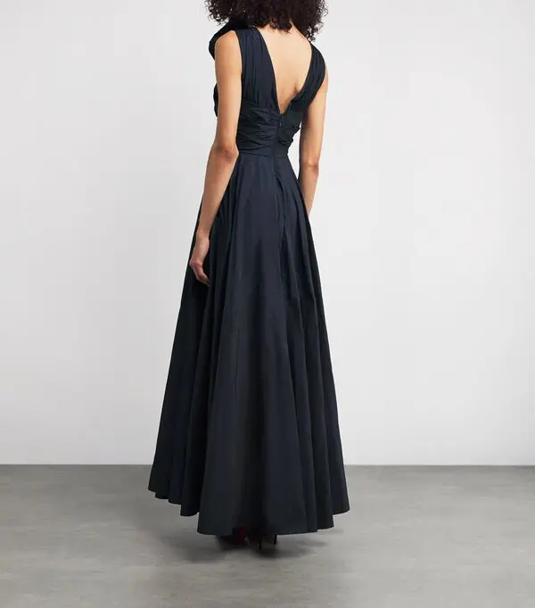 Talbot Runhof Taffeta Pleated Maxi Dress