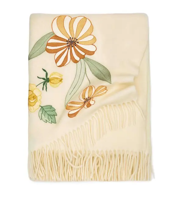 Loretta Caponi Virgin Wool Giardino Throw - Neutral
