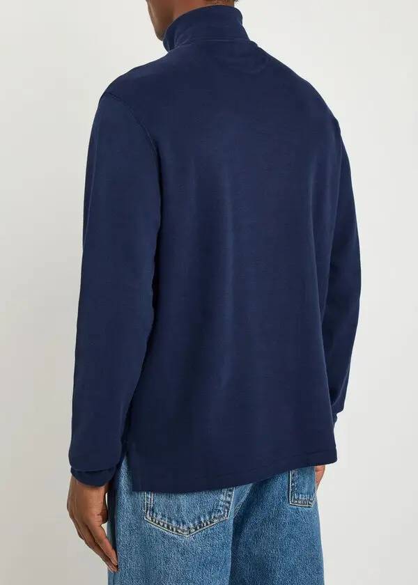 Polo Ralph Lauren Logo-embroidered Half-zip Cotton Jumper - Navy