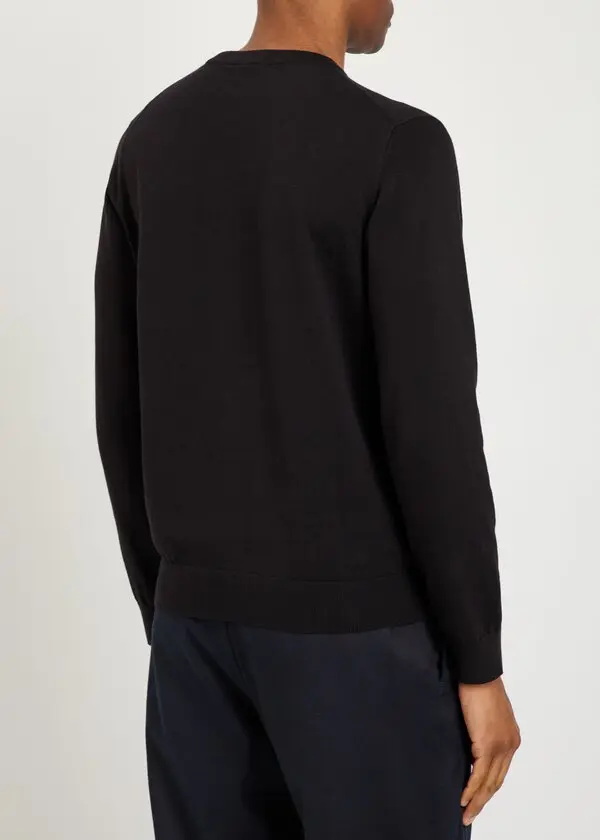 Paul Smith Appliquéd Cotton Jumper - Black