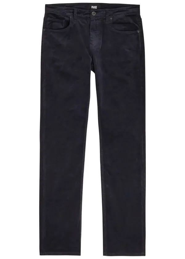 Paige Slim Straight-leg Corduroy Trousers - Navy